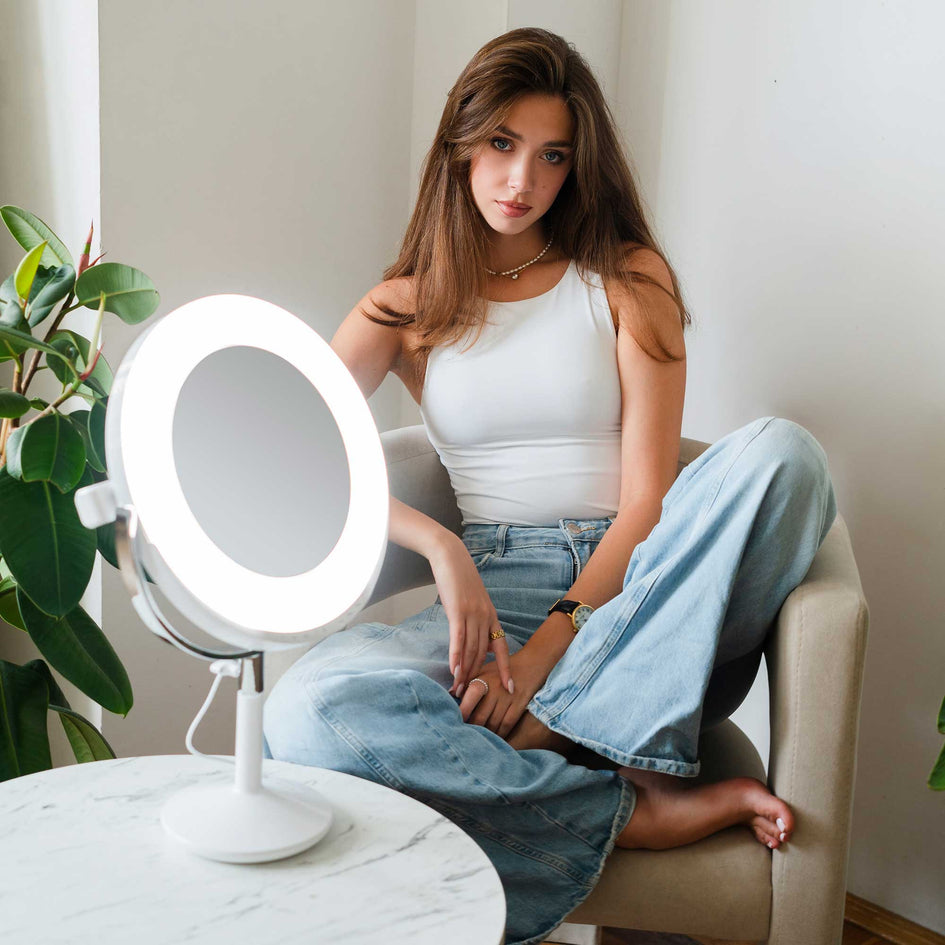 Ilios Lighting Cordless Rechargeable Wall Mirror with Articulating Arm