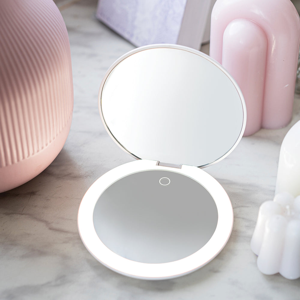 Ilios Lighting | Lighted LED Compact Mirror - 1x & 10x Magnification
